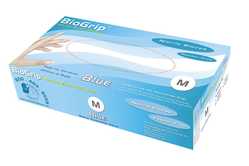 Bio Grip Nitrile Gloves - Blue